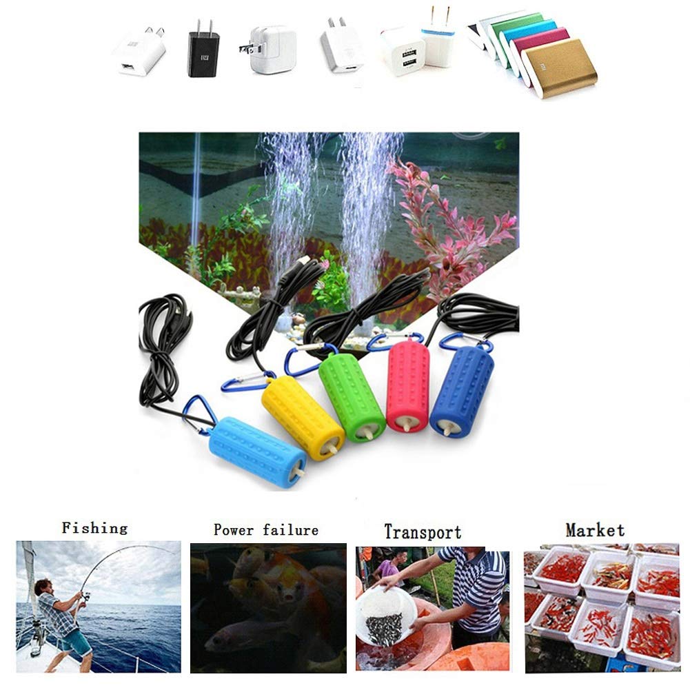 Ochine Aquarium Air Pump Portable Ultra Quiet Mini USB Oxygen Fish Air Pump Hydroponic Oxygen Mute Energy Saving Supplies with Accessories for Fish Tank