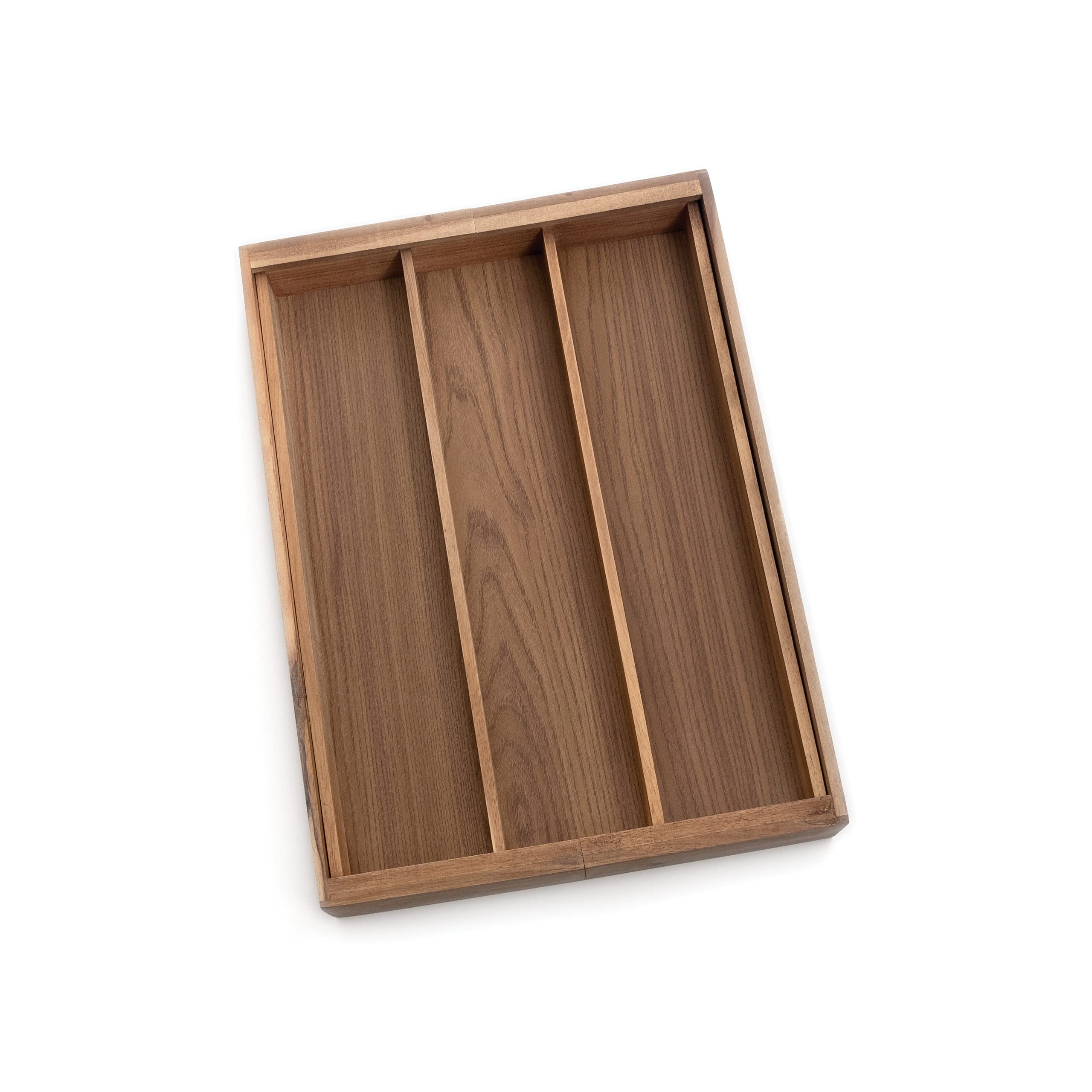 Lipper International Acacia Expandable to 23" Silverware and Utensil Organizer Holder with 5 Compartments, 12 3/4" x 18" x 2 1/2"