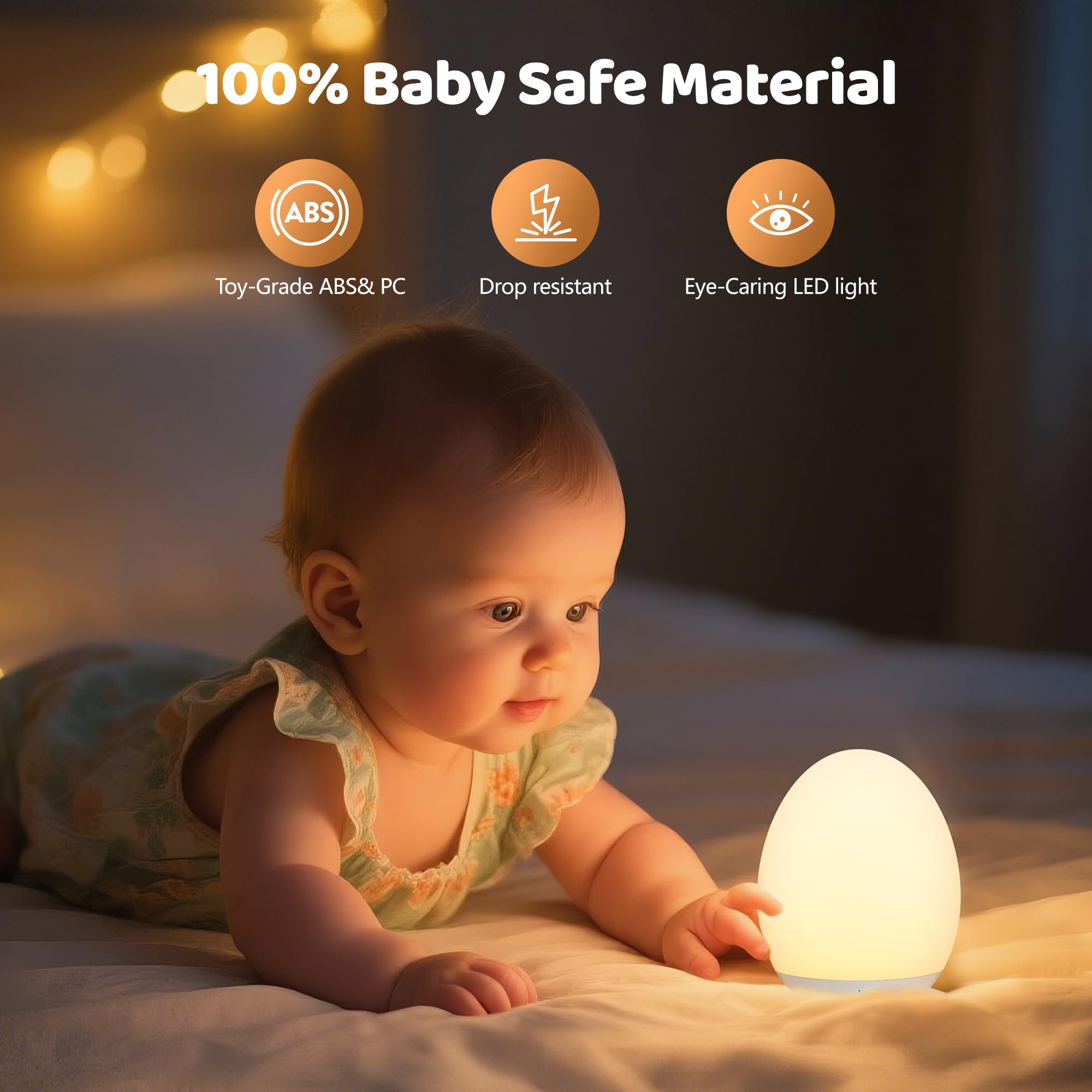 MediAcous Night Light for Kids, Baby Night Light with 8 Colors Changing & Dimming Function, Rechargeable Night Light with 1 Hour Timer & Touch Control, Up to 100H