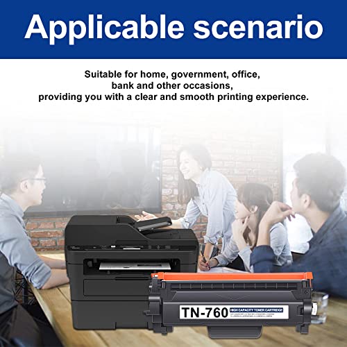 TN760 High Yield Toner Cartridge Replacement for Brother TN-760 MFC-L2750DW DCP-L2550DW HL-L2325DW L2350DW Printer Toner, TN7602PK Ink