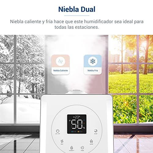 LEVOIT Humidifiers for Bedroom Large Room Home, Blue & Humidifiers for Bedroom Large Room Home, Smart Wifi Alexa Control, 6L Top Fill Warm and Cool Mist, White