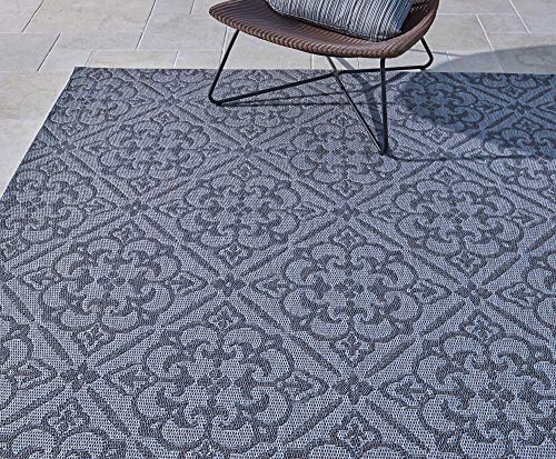 Gertmenian 22084 Patio Rug Outdoor Classics Luxury Neptune Porch Outside Area Carpet 8x10 Large, Allover Floral Silver Gray