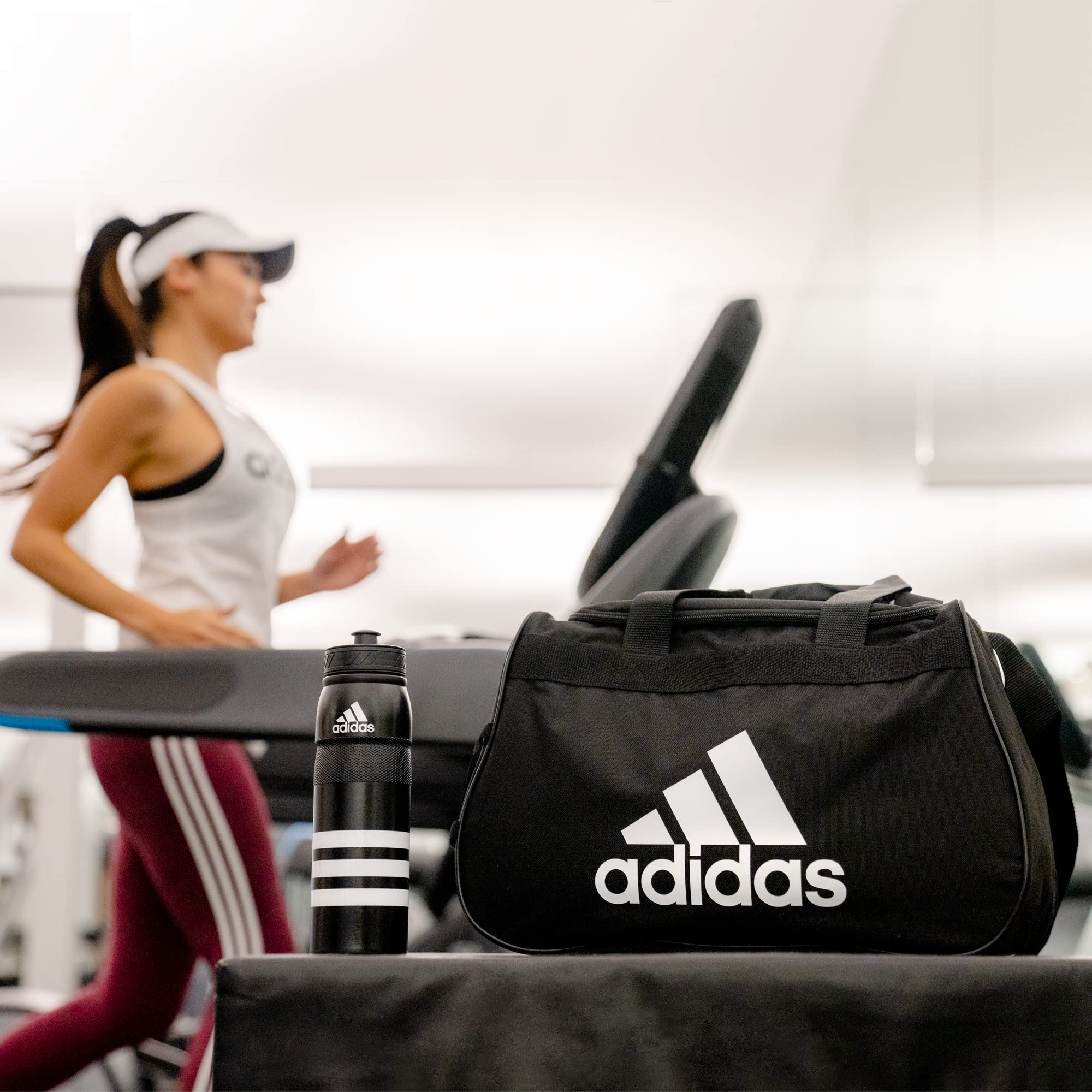 adidas Diablo Small Duffel, Sports Duffle Gym Bags for Men or Women, Onix Grey/Black/Solar Red, One Size