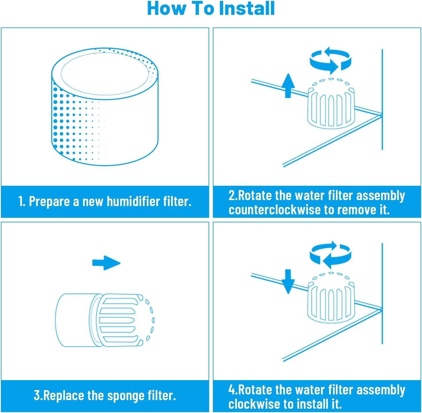 USEAMIE Humidifier Replacement Filters for Levoit Capture Fine Particles in Water Tank, Compatible with Dual150, Dual200S, Classic300(S), LV600S, 12 Pack, White