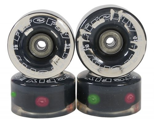 Firefly New Lightup Quad Roller Skate Replacement Wheels - Flashy Light Up LED Wheels (62mm)