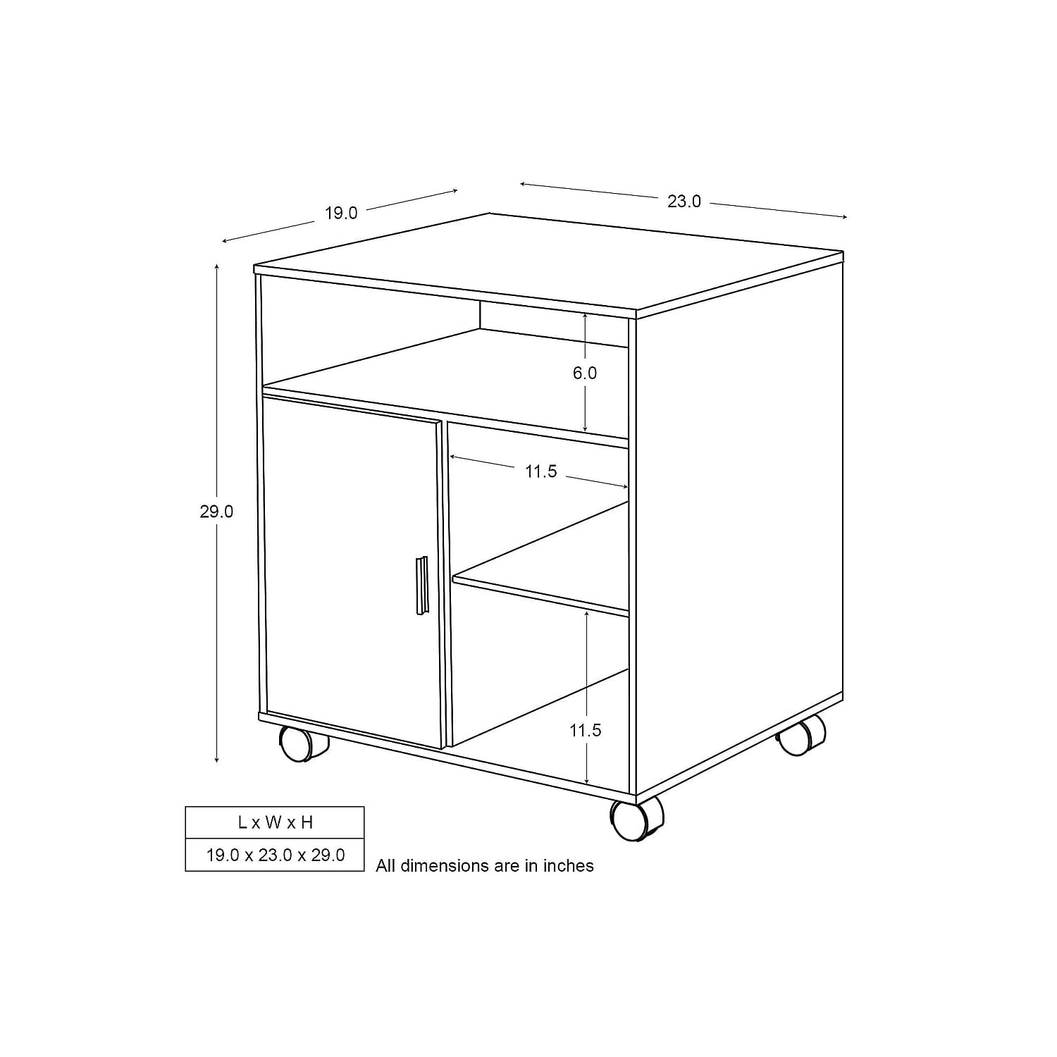 South Shore Axess Printer Cart, Royal Cherry