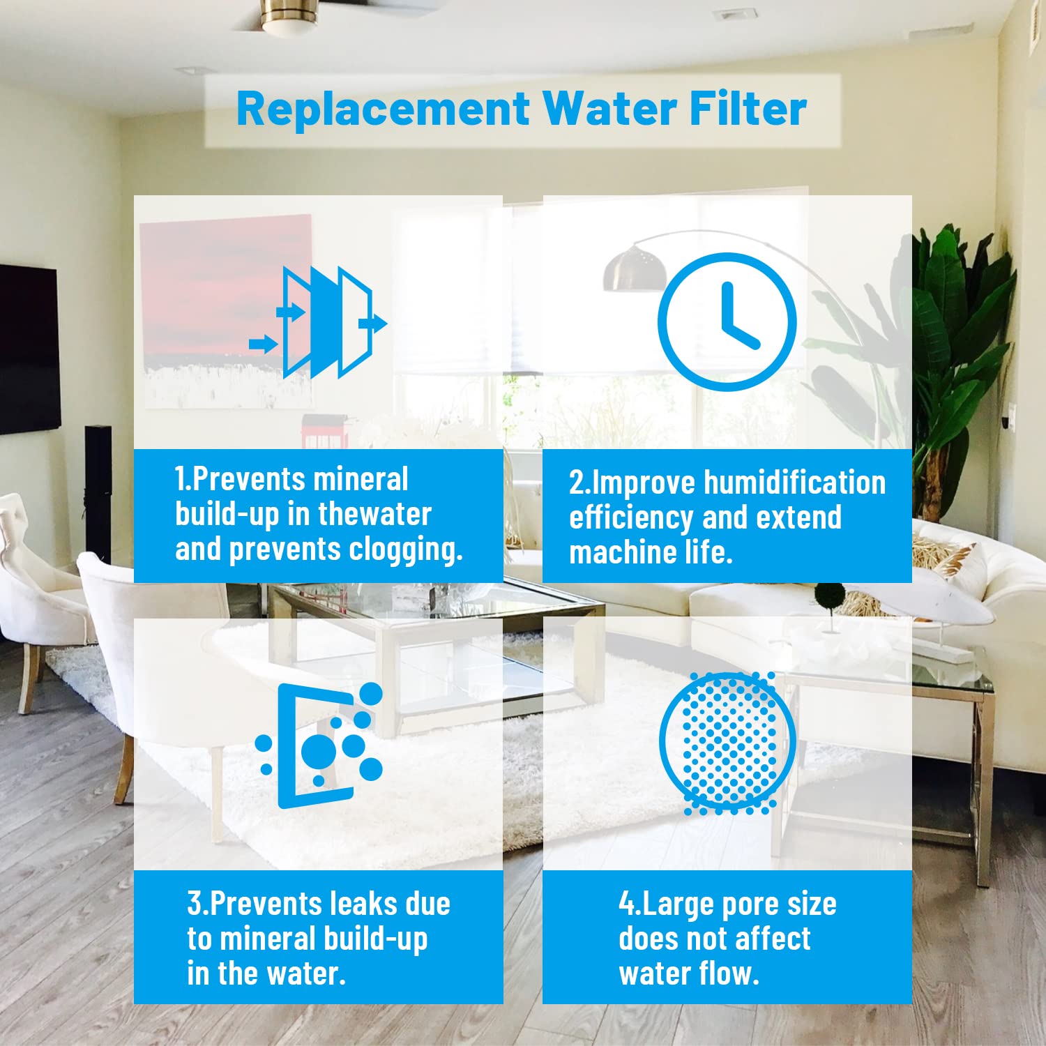 USEAMIE Humidifier Replacement Filters for Levoit Capture Fine Particles in Water Tank, Compatible with Dual150, Dual200S, Classic300(S), LV600S, 12 Pack, White
