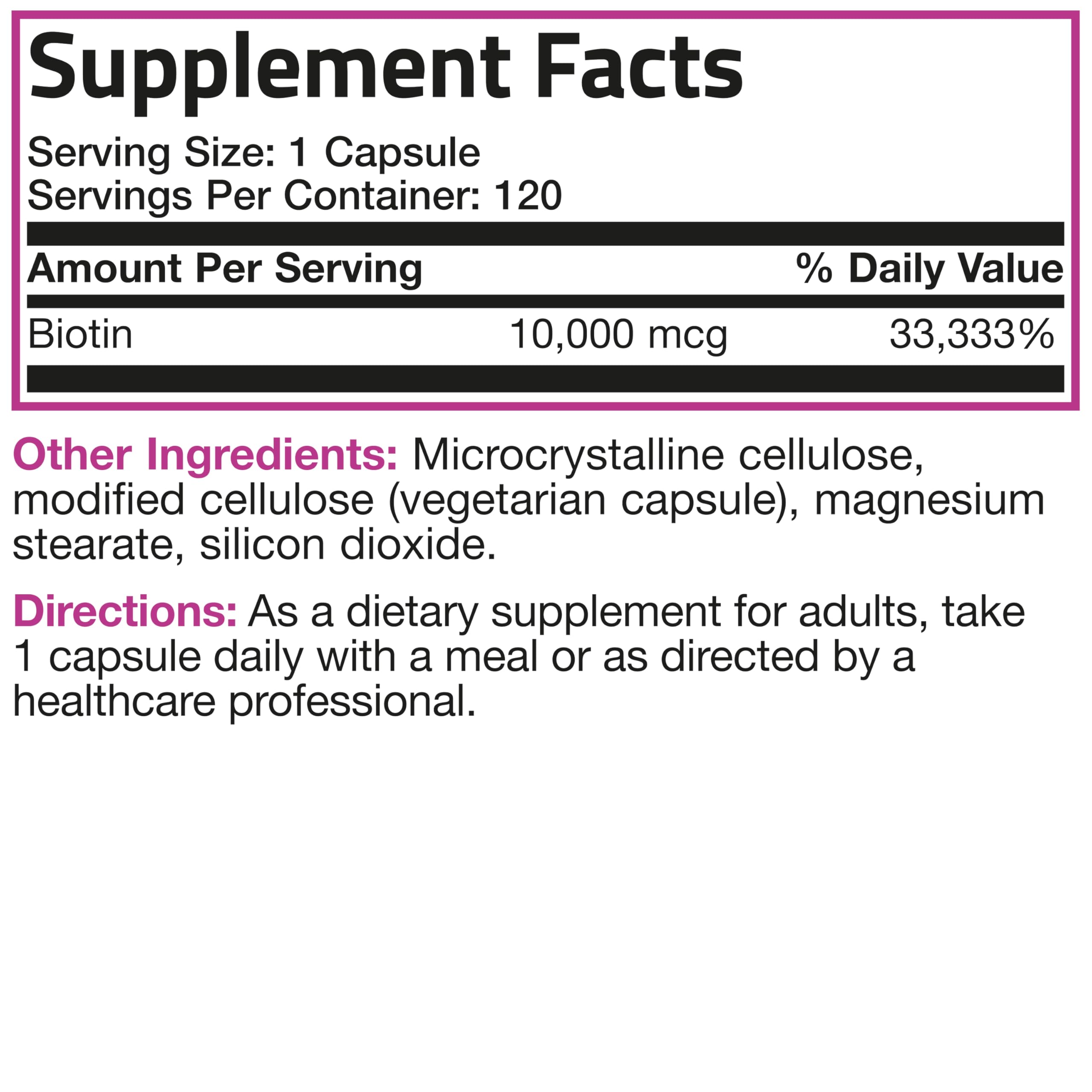 Bronson Ultra Biotin 10,000 Mcg Hair Skin and Nails Supplement, Non-GMO, 120 Vegetarian Capsules