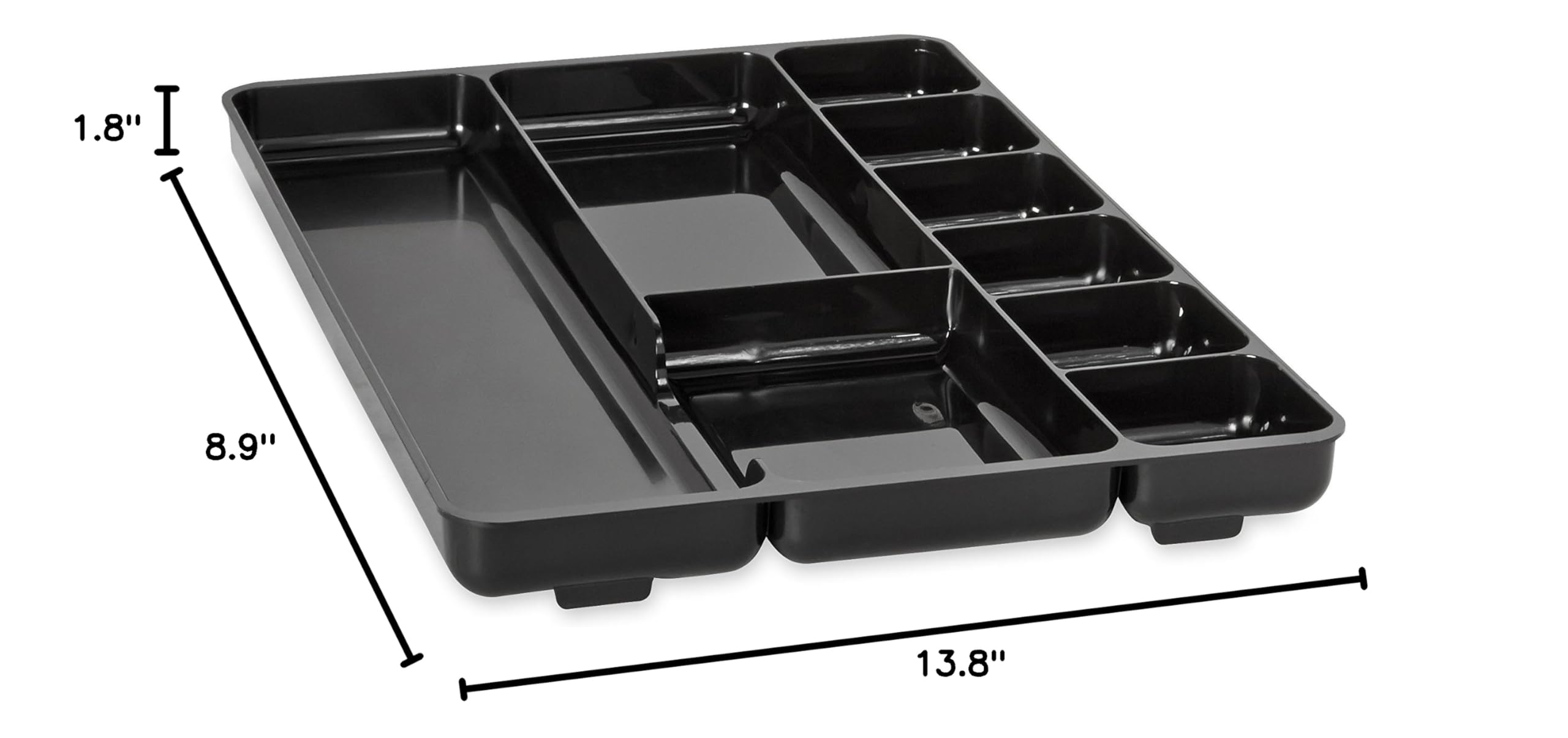 Rubbermaid Regeneration 9-Section Drawer Organizer, Plastic, 14 x 9.125 x 1.125 Inches, Black (45706)