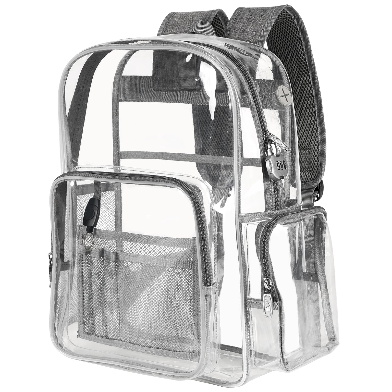 MATEIN Transparent Backpack, Heavy Duty Clear Bag with Lock Fit 15.6 Inch