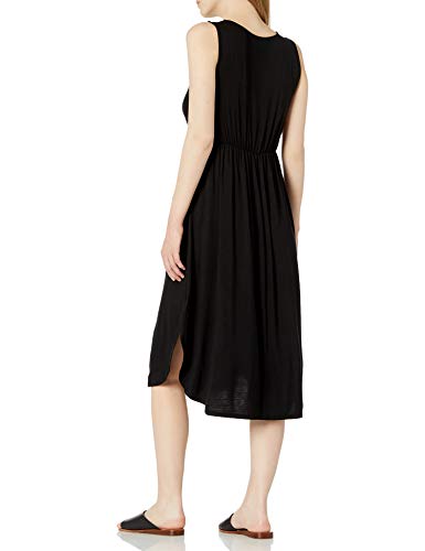 Amazon Essentials Women's Jersey Sleeveless Gathered Midi Dress (Previously Daily Ritual), Black, Large