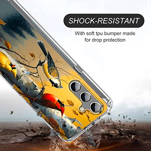 BPQOJB Galaxy A13 5G Case for Samsung A13 5G Clear Case Dual Layer Transparent Soft TPU Hard PC Shock Proof Cover with Wild Birds Pattern Designed Phone Case for Samsung Galaxy A13 5G 6.5" 2022