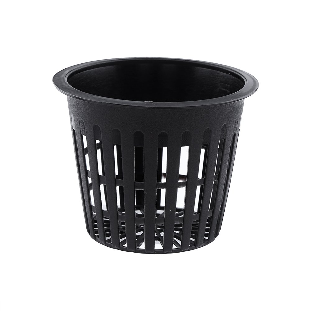 10Pack Net Pots 2.5 Inch Garden Plastic Slotted Mesh Net Cups Orchids Pots Mesh Baskets Hydroponics Supplies Cups Heavy Duty Plant Nursery Basket Planting Basket Cup with Wide Lip Design(Black)