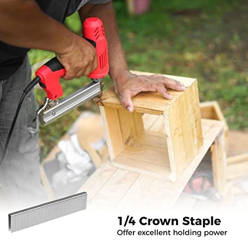 Homaisson Narrow Crown Staples, 2400 Pcs 1/4 Crown Staples for 18 Gauge Staplers, Sturdy Carbon Steel Construction Staples for Upholstery Floor Underlayment Molding