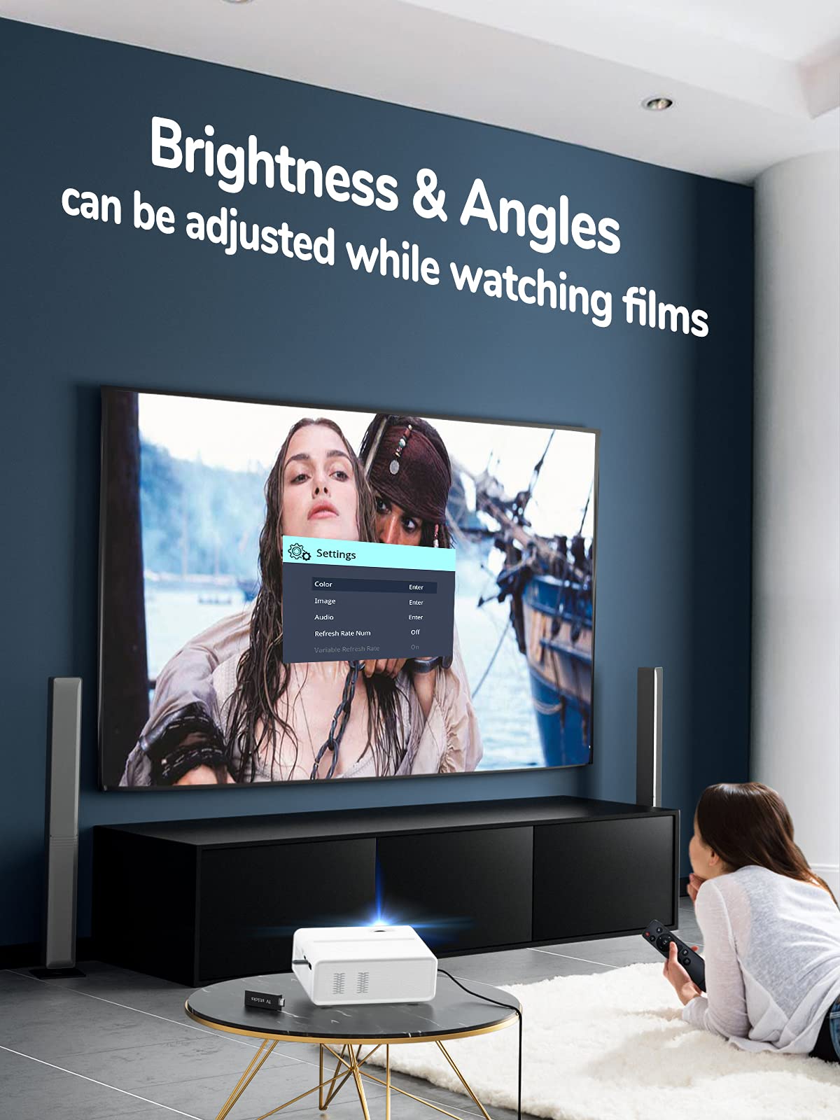 4K Projector, Projector with WiFi and Bluetooth, Portable Movie Projector with Remote, Home Theater Video Projector Compatible with HDMI, USB, MicroSD, Laptop, iOS & Android