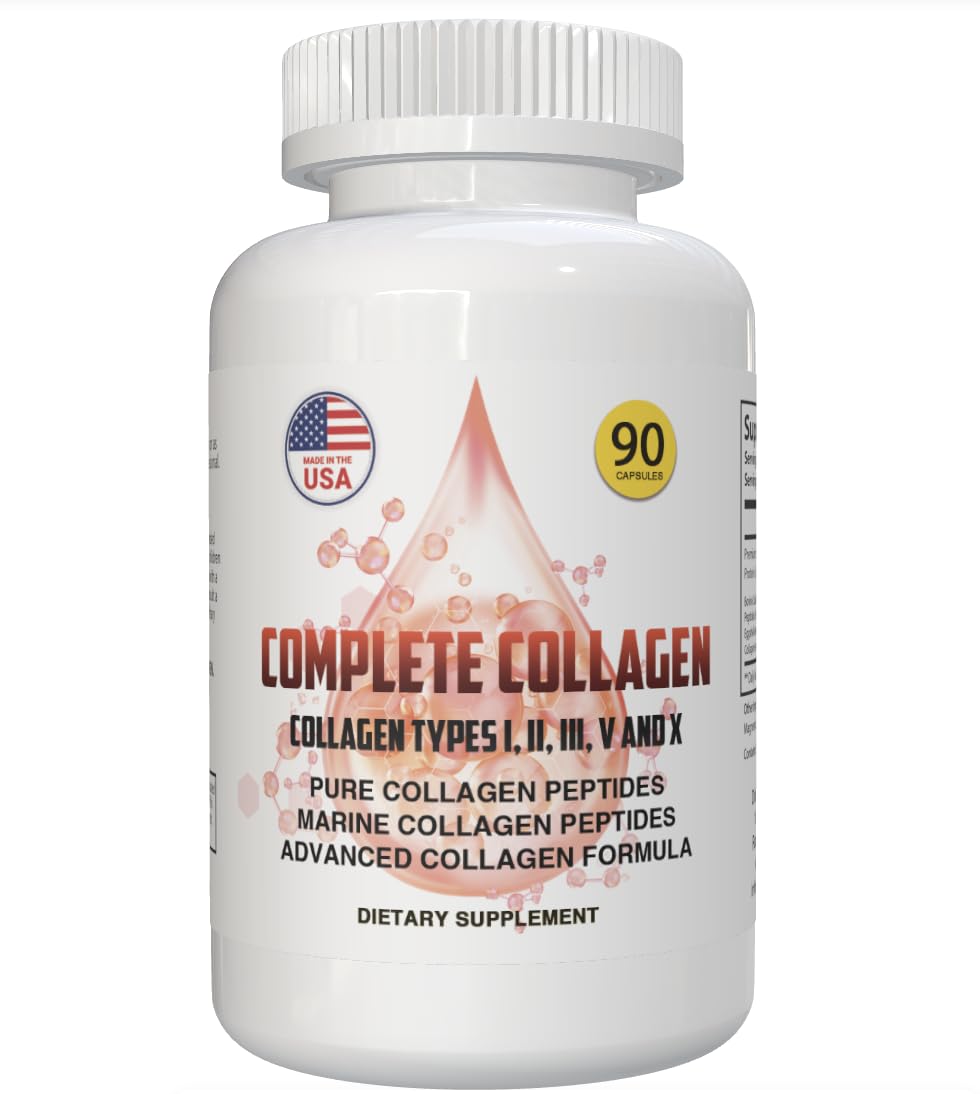 Collagen Supplement for Women 1800mg – Concentrated Collagen Peptides Types I, II, III, V and X – Marine Collagen Peptides Collagen Pills for Skin, Hair, and Nails Support - Made in the USA