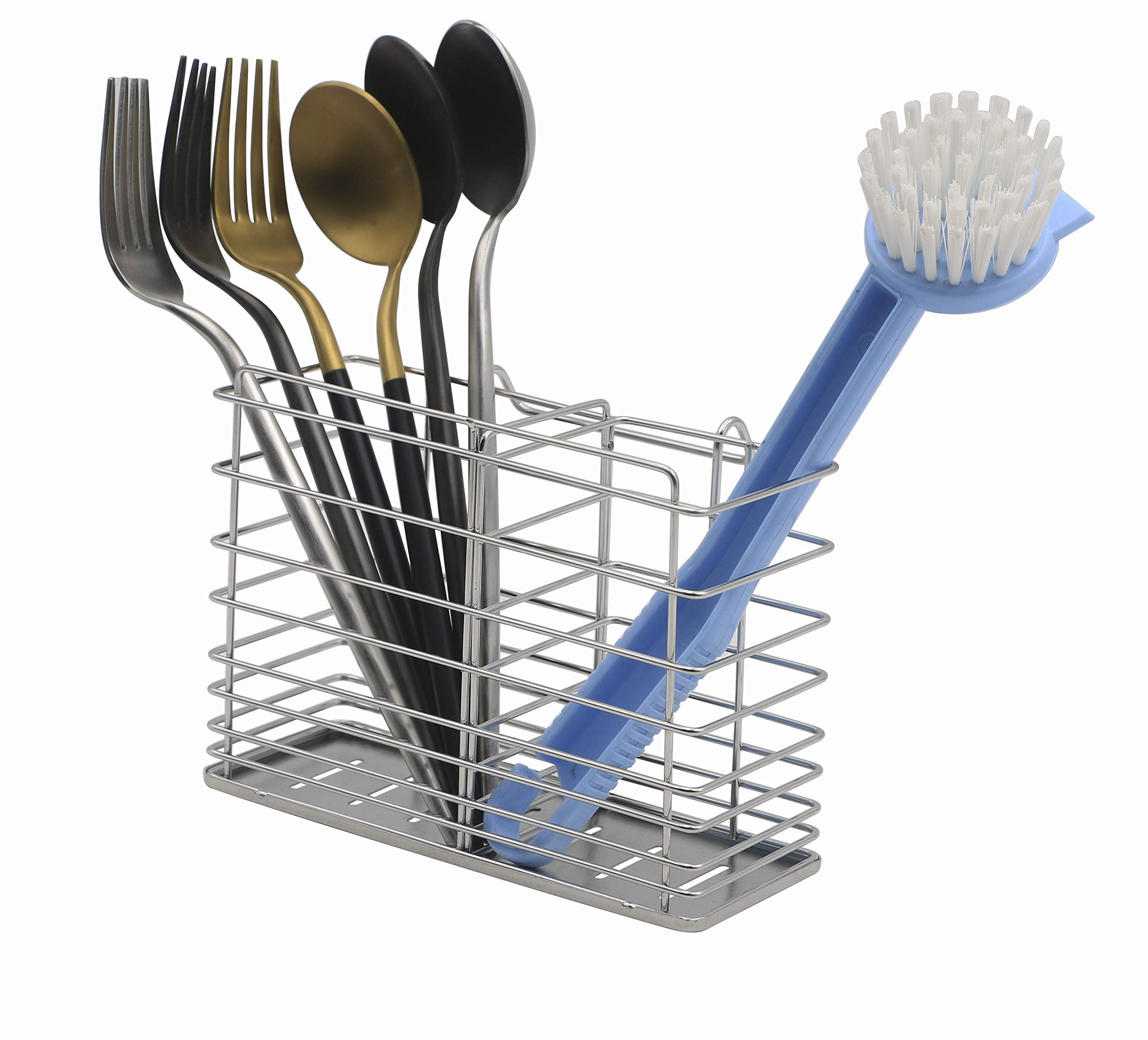kaileyouxiangongsi Utensil Drying Rack/Chopsticks/Spoon/Fork/Knife Drainer Basket Flatware Storage Drainer,2 Divided Compartments, Sturdy 304 Stainless Steel, Rust Proof