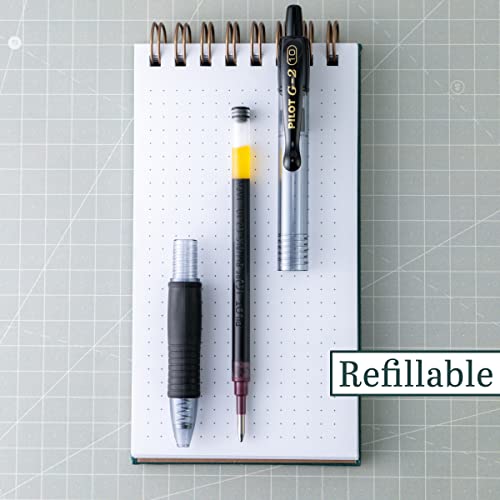 Pilot G2 Retractable Premium Gel Ink Roller Ball Pens, Bold Point, Black Ink, Pack of 6