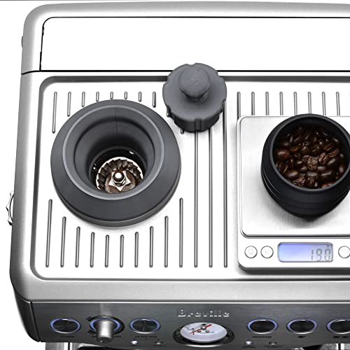 FusedLine Single Dose Hopper with Silicone Bellows and Anti-Popcorning Weight | Compatible with Breville Barista Express, Pro, and Touch | Black