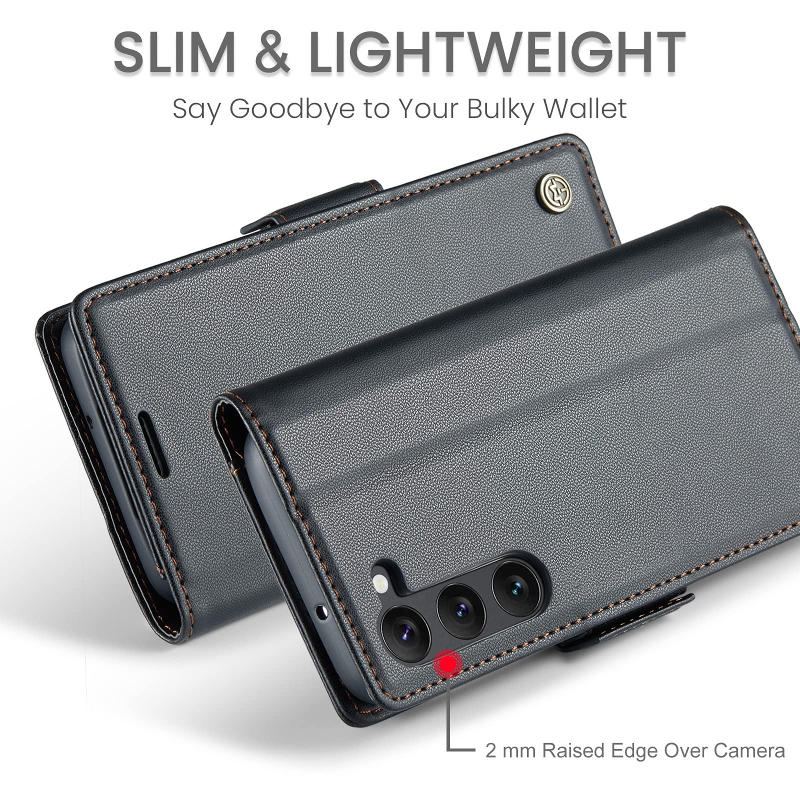 Vinich for Samsung Galaxy S23 Wallet Case with RFID Blocking, for Samsung S23 Case with Card Holder for Women Men, Durable Kickstand Magnetic Closure Shockproof Flip Case for Galaxy S23, Black