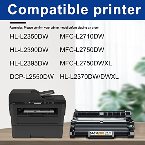 DR730 Drum Unit Compatible DCP-L2550DW Replacement for Brother DR-730 MFC-L2710DW MFC-L2750DW HL-L2350DW HL-L2370DW HL-L2390DW HL-L2395DW Printer Drum DR7301PK Black