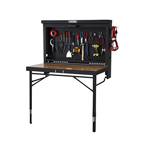 Lifetime Products Wall Mounted Work Table, 4', Wood Varnish
