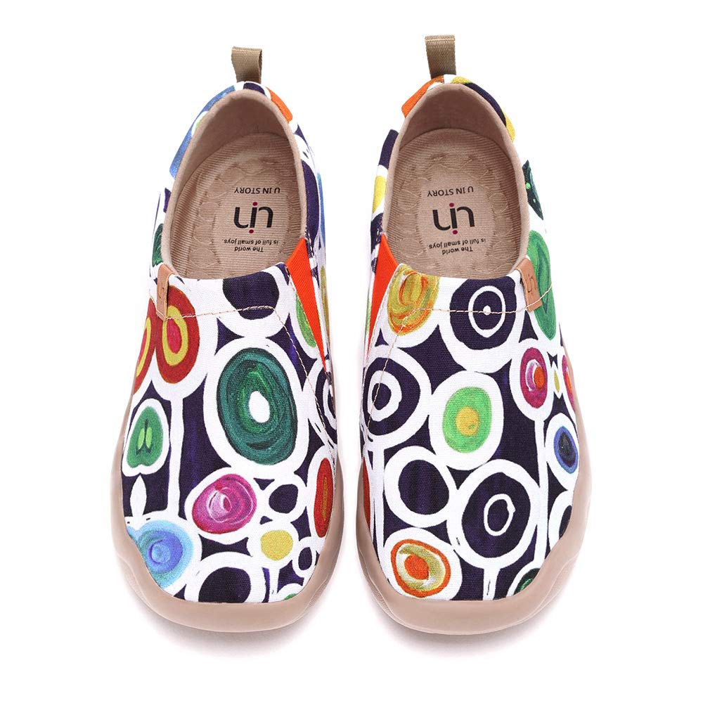 UIN Women's Lightweight Slip Ons Sneakers Walking Flats Casual Flower Art Painted Travel Shoes Oopsie Daisy (40)