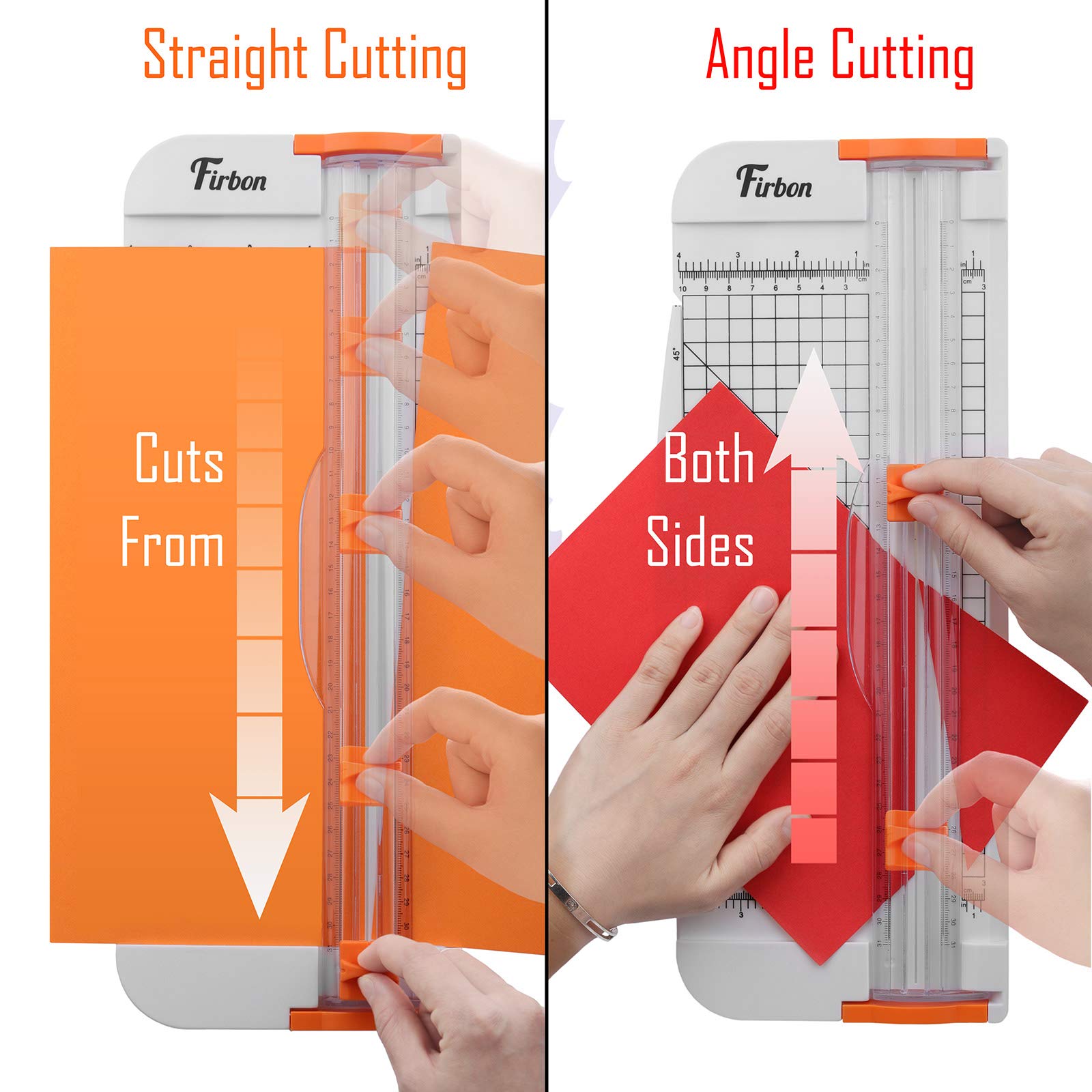 Firbon White A4 Paper Cutter Bundle with 5Pcs Replacement Blades, 12 Inch Paper Trimmer with Side Ruler for Scrapbooking, Craft, Coupon, Label, Cardstock