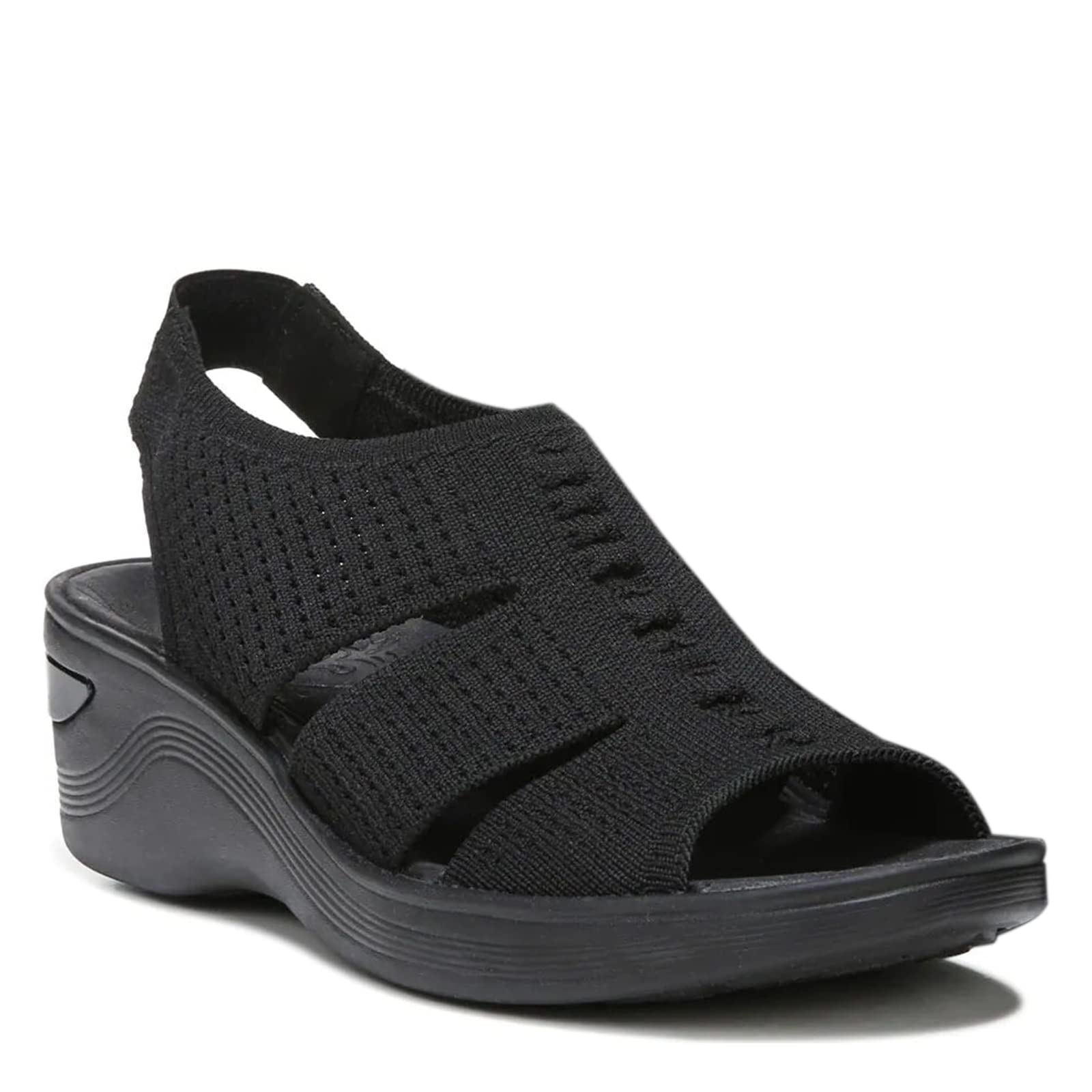 BZees Womens Double Up Sandal Black Knit 7.5 M