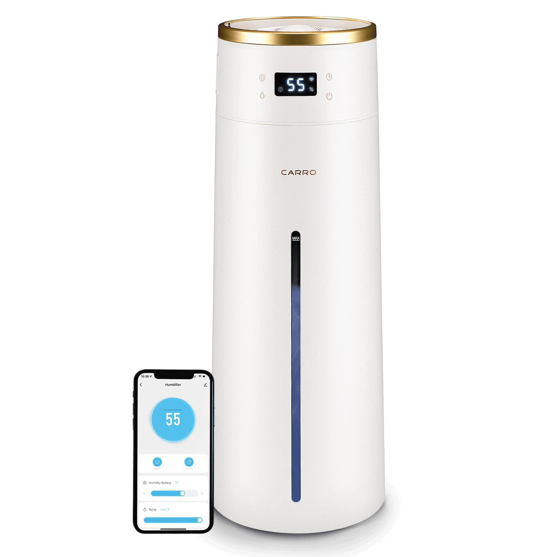 Smart Humidifiers For Large Rooms (2.1 Gal/8L), Room Humidifier For Bedroom Works With Alexa/Google, Plant Humidifier Indoor & Baby Humidifier, Top Fill Cool Mist Humidifier Auto Shut-off, Timer,White