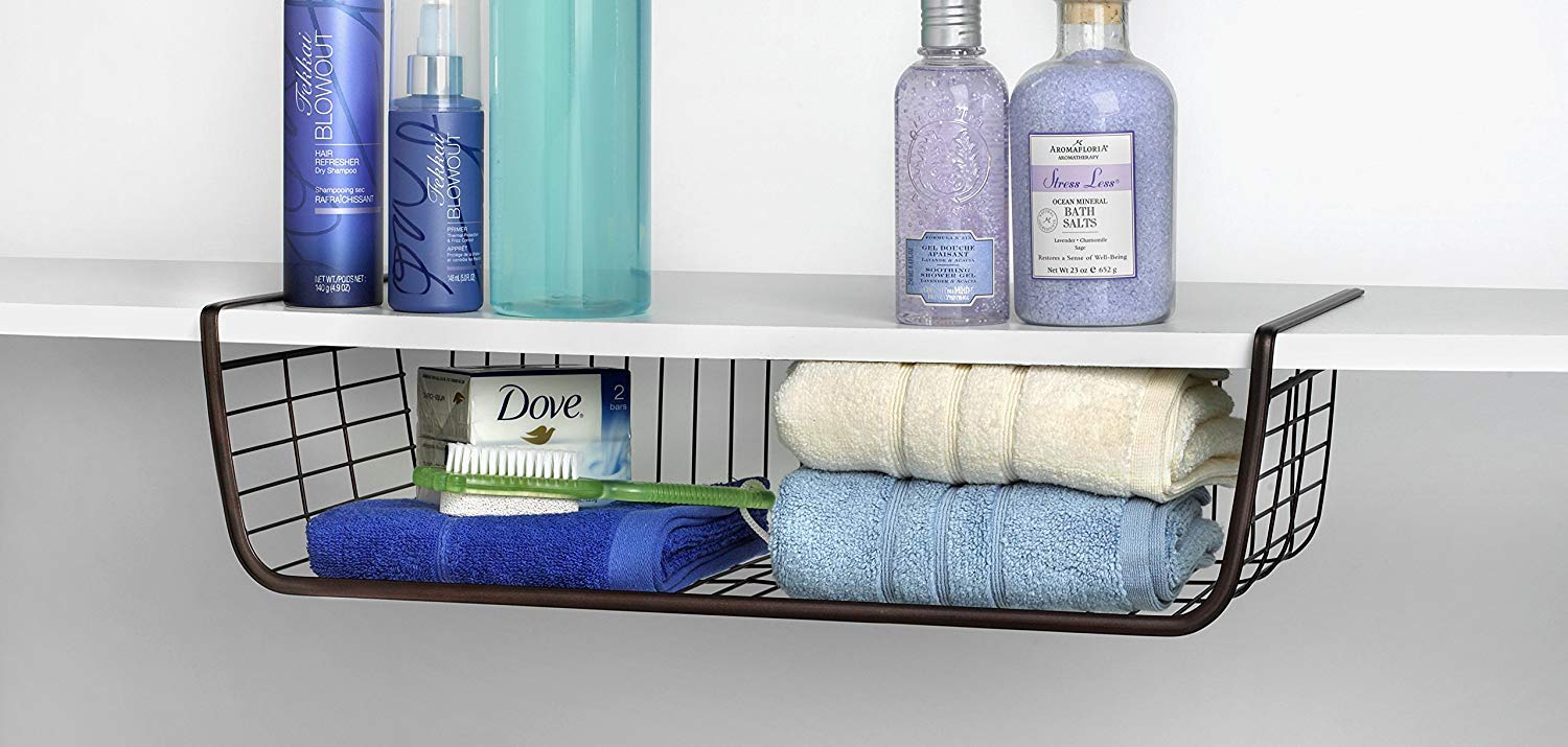 Spectrum Diversified Ashley Large Storage Shelf, Kitchen Cabinet & Pantry Organization & Storage, Bathroom Cabinet Basket, Bronze