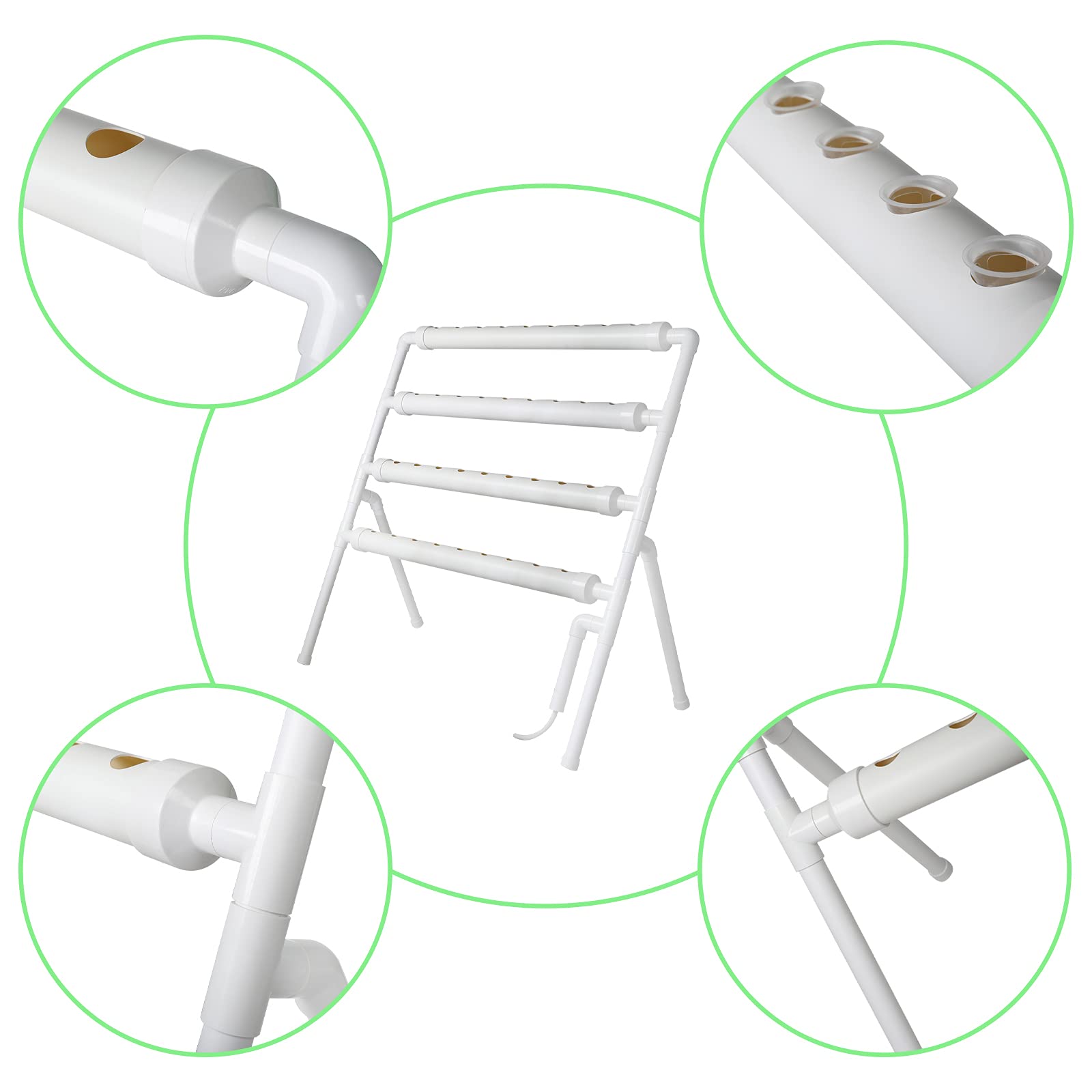 SanSanYa Hydroponic Site Grow Kit 36 Planting Sites Hydroponic Grow Kit Hydroponic Garden Plant Growing System with Rockwool Grow Baskets Sponges