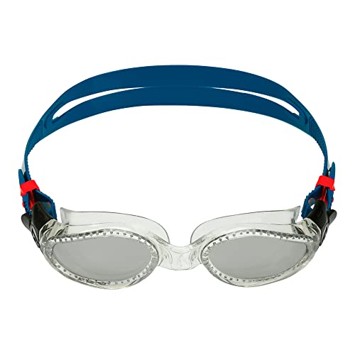 Aqua Sphere Kaiman Adult Swimming Goggles - The Original Curved Lens Goggle, Comfort & Fit for the Active Swimmer | Unisex Adult, Silver Titanium-Mirrored Lens, Clear/Petrol Frame (EP3000098LMS)