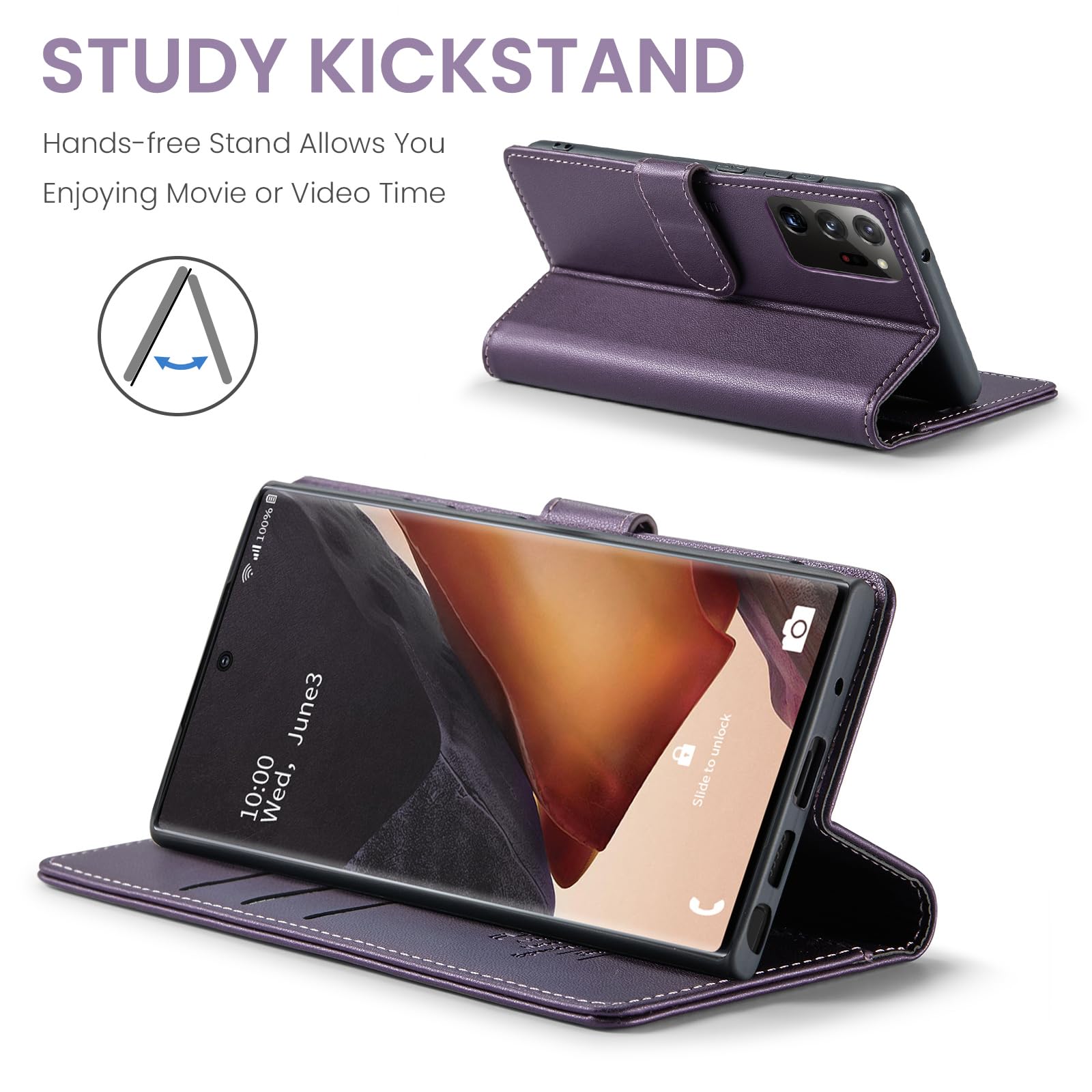 FLIPALM for Samsung Galaxy Note 20 Ultra 5G Wallet Case with RFID Blocking Credit Card Holder, PU Leather Flip Kickstand Shockproof Cover for Women Men (Purple)