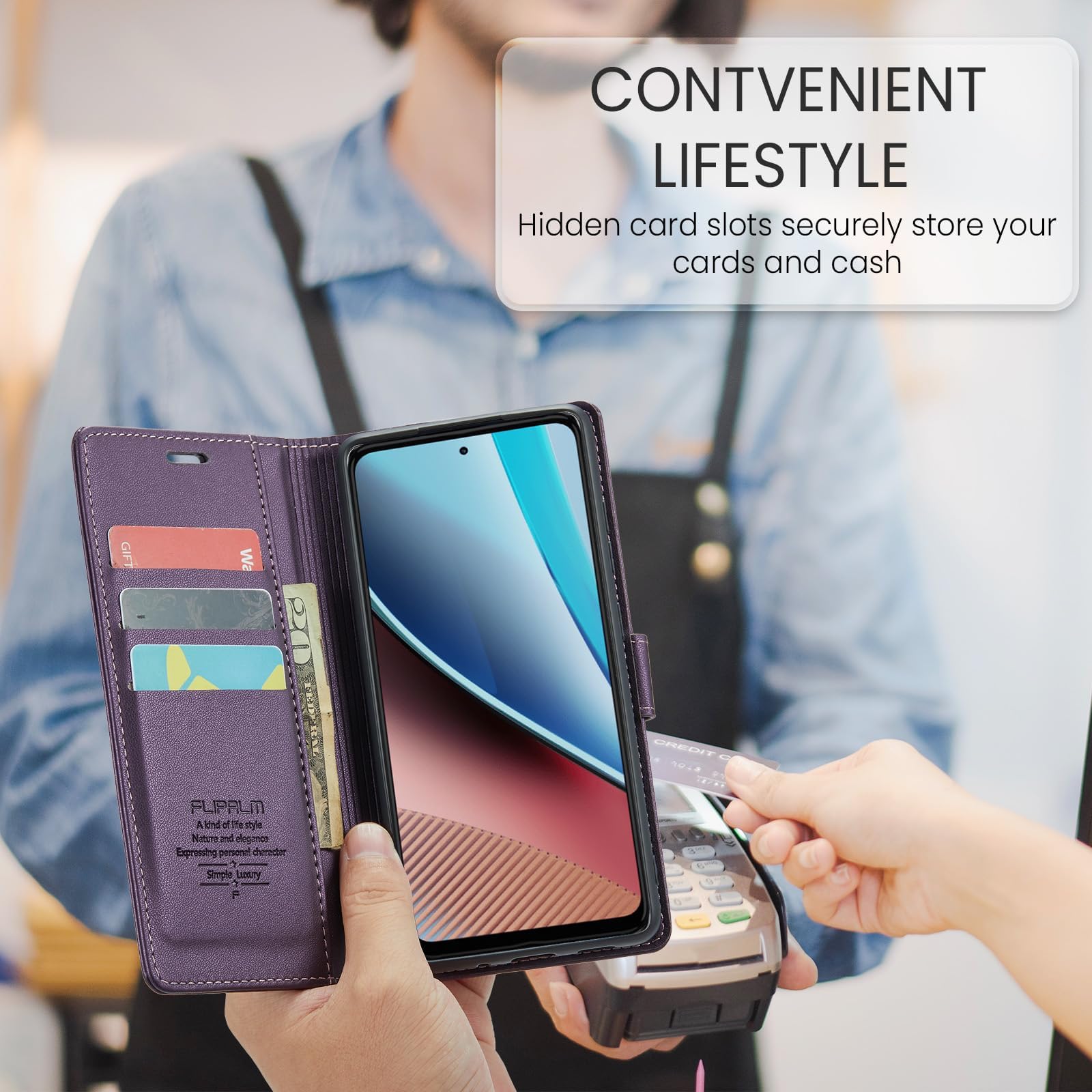 FLIPALM for Samsung Galaxy Note 20 Ultra 5G Wallet Case with RFID Blocking Credit Card Holder, PU Leather Flip Kickstand Shockproof Cover for Women Men (Purple)