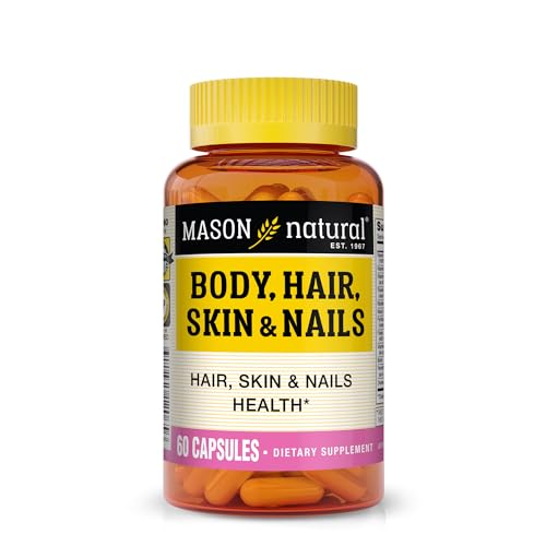 MASON NATURAL Body, Hair, Skin & Nails, with Vitamins A, C, E & Biotin, Supports Healthy Hair, Skin & Nails, 60 Capsules