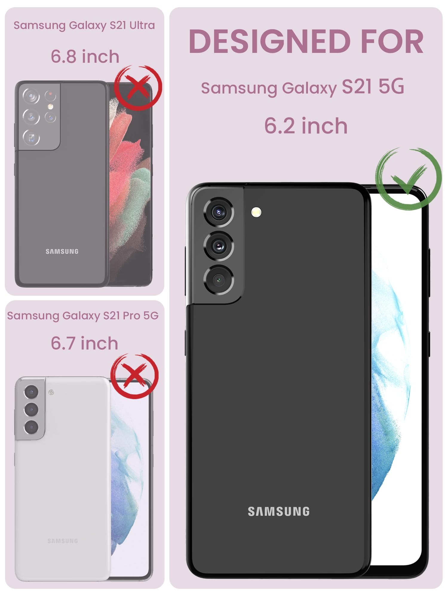 Dretal for Samsung Galaxy S21 5G Case Floral, Military Grade Drop Tested Hard Back & Soft Edge Slim Flower Women Girls Phone Protective Cover + Tempered Glass Screen Protector for Galaxy S21(Purple)