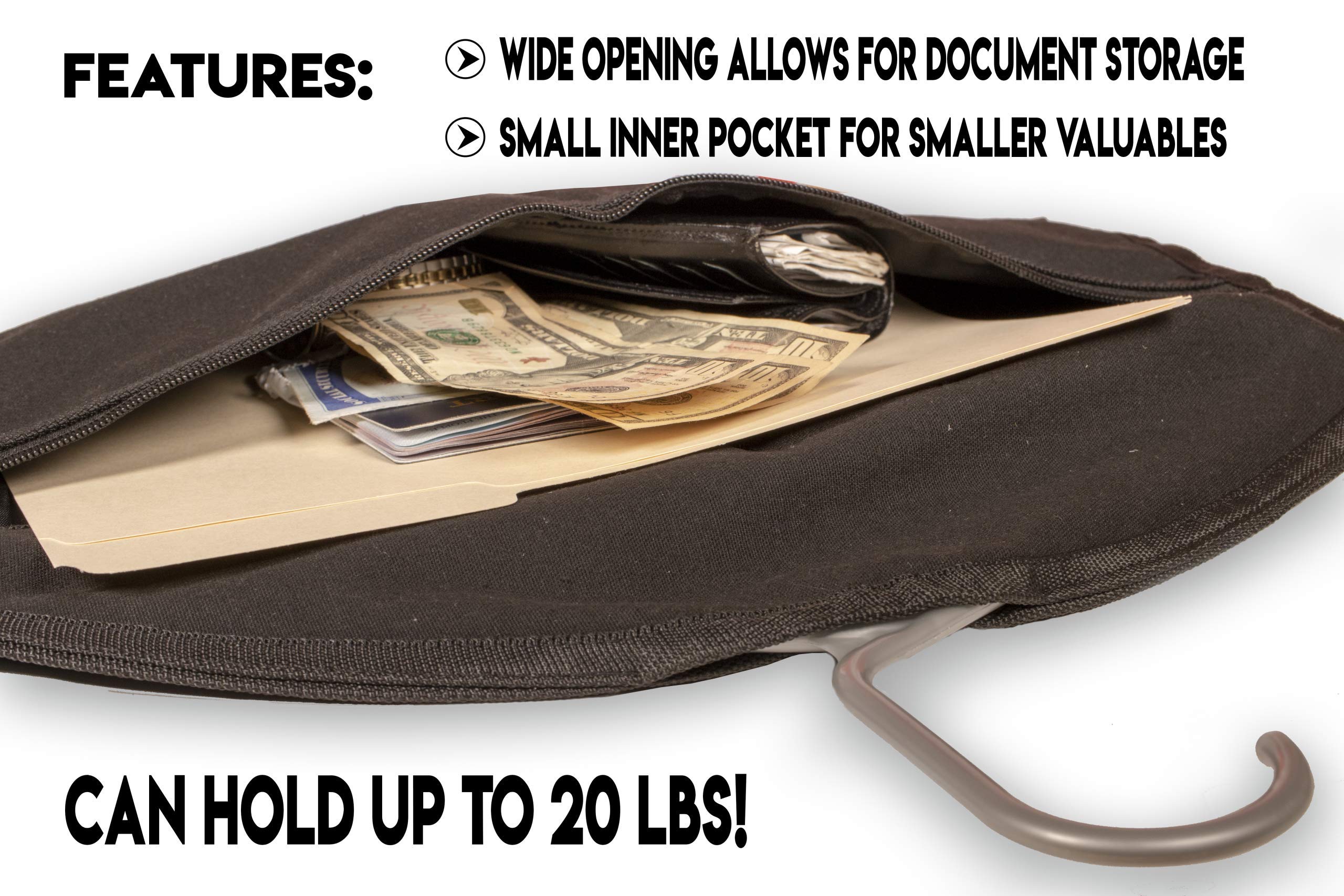 Hanger Diversion Safe by Stash-it, Hidden Pocket Safe, Fits Under Hanging Clothes with Pocket to Hide Valuables for Home or Travel