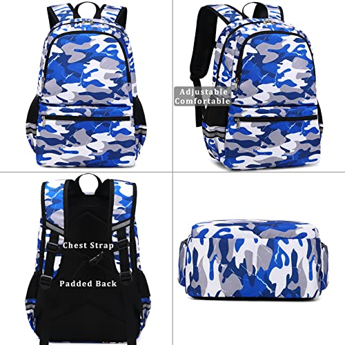 DSIUE Backpacks for Boys School Bags for Kids Elementary Bookbag and Lunch Box Set Camo Red