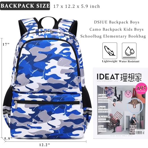 DSIUE Backpacks for Boys School Bags for Kids Elementary Bookbag and Lunch Box Set Camo Red
