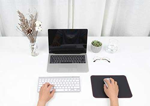 YSAGi 2 Pack Mouse Pads, Ultra Thin Waterproof PVC Leather Mouse Pad,Stitched Edges,Works for Computers, Laptop,All Types of Mouse pad, Office/Home(7.87''×9.84'',2 Pack, Black)