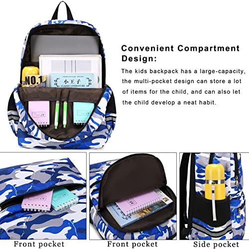 DSIUE Backpacks for Boys School Bags for Kids Elementary Bookbag and Lunch Box Set Camo Red