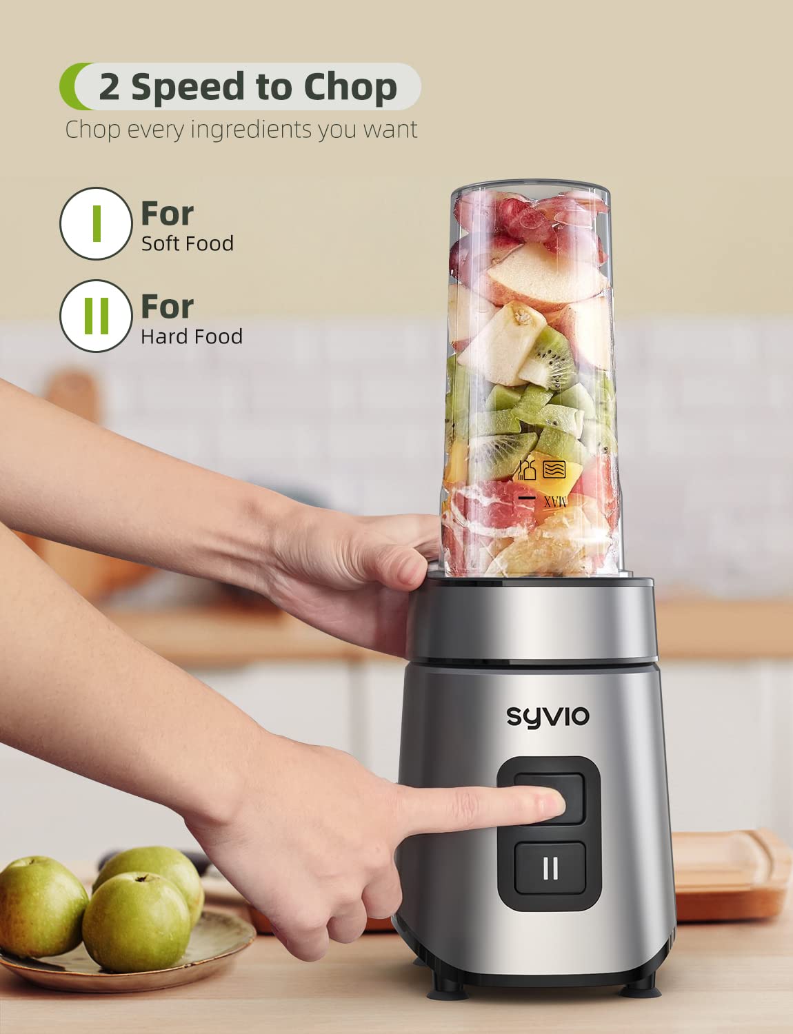 Syvio Blender for Shakes and Smoothies, 600W Personal Blender, Smoothie Blender with 2 Speed Control, Bullet Blender with 2 BPA-Free 20Oz Sport Cup
