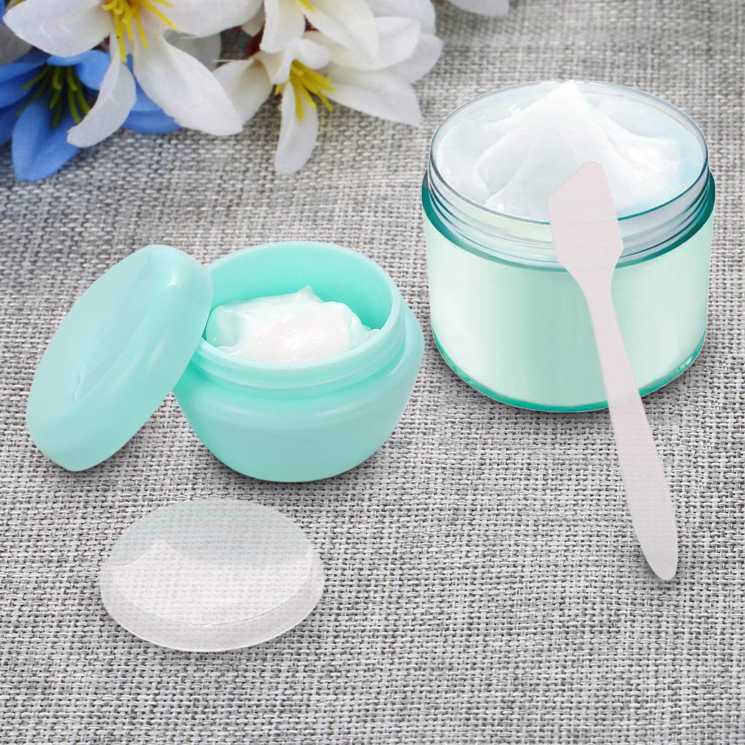 VEAIDE Travel Accessories Toiletry Containers, 1 oz Plastic Little Jars for Creams, Compact Travel Size Containers with Leak proof Lids for Face Hand Body Cream (6 Pieces)