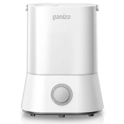 Humidifiers for Bedroom Large Room, 4L Cool Mist Humidifiers for Home, GANIZA 50H Air Vaporizer Humidifier, Ultrasonic Quiet Humidifiers for Kids, Baby, Plants, Filterless Humidifier Easy to Clean
