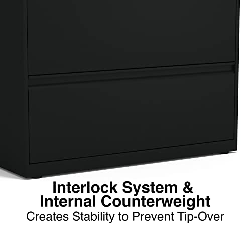 Staples 935600 3-Drawer Lateral File Cabinet Locking Letter/Legal Black 36-Inch W