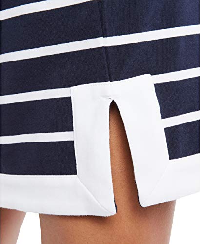 Nautica womens Breton Stripes Sleeveless V-neck Stretch Cotton Polo Casual Dress, Navy, Medium US