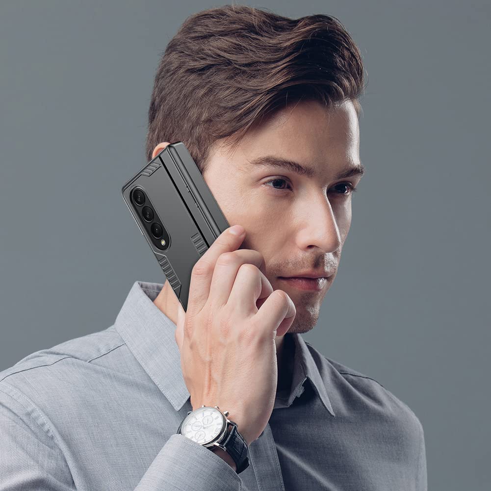 LEIAU for Samsung Galaxy z-Fold-4 Case: [Built-in Kickstand] [Full Hinge Protection] Galaxy z Fold 4 case with Screen Protector - Slim Protective Phone case with Armor Design Black