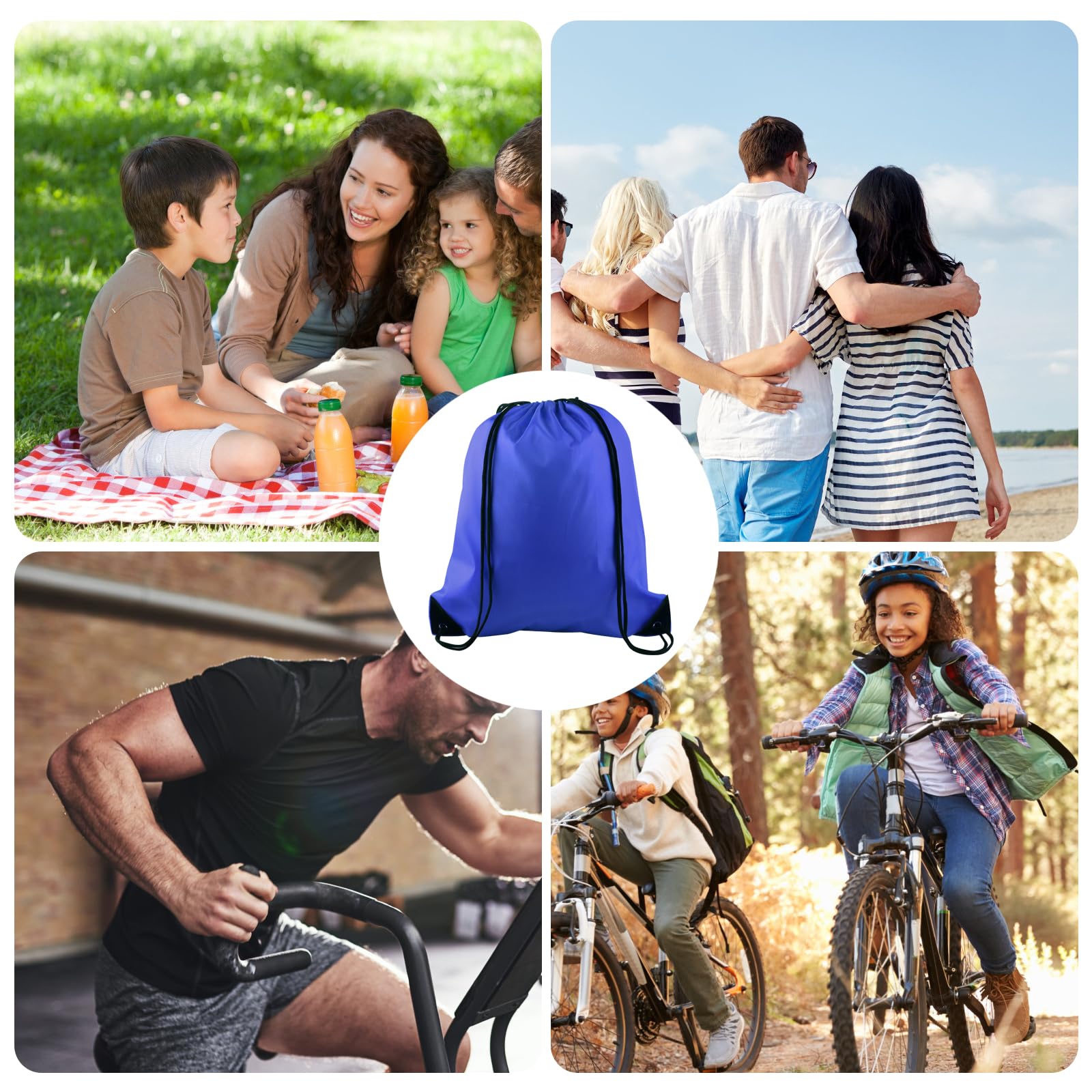 KUUQA 2 Pcs Drawstring Backpack Bags Sports Cinch Sack String Backpack Storage Bags for School Gym Traveling (Blue)