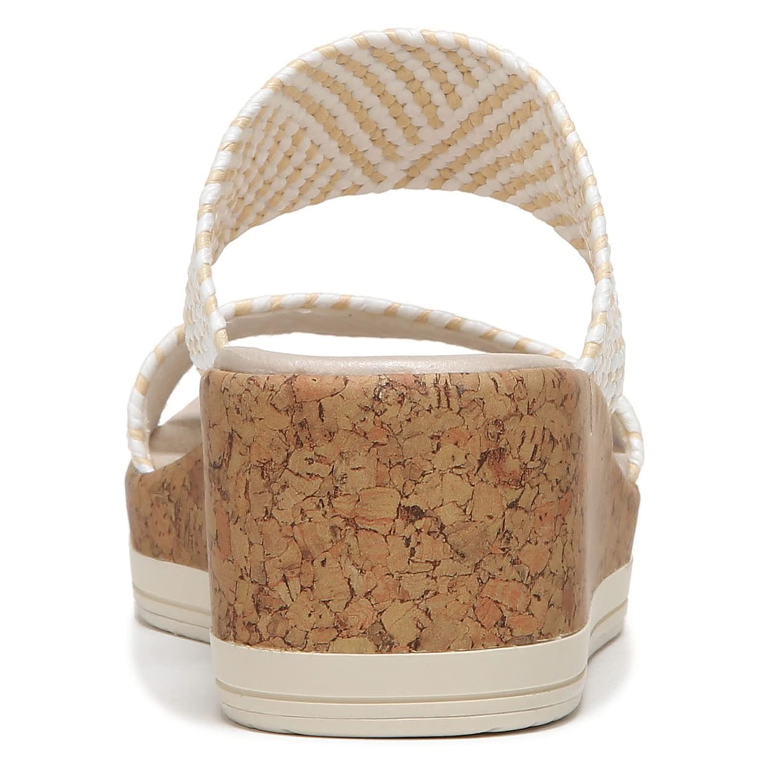 BZees Womens Resort Cork Wedge Strappy Sandal White/Natural Raffia 8.5 M